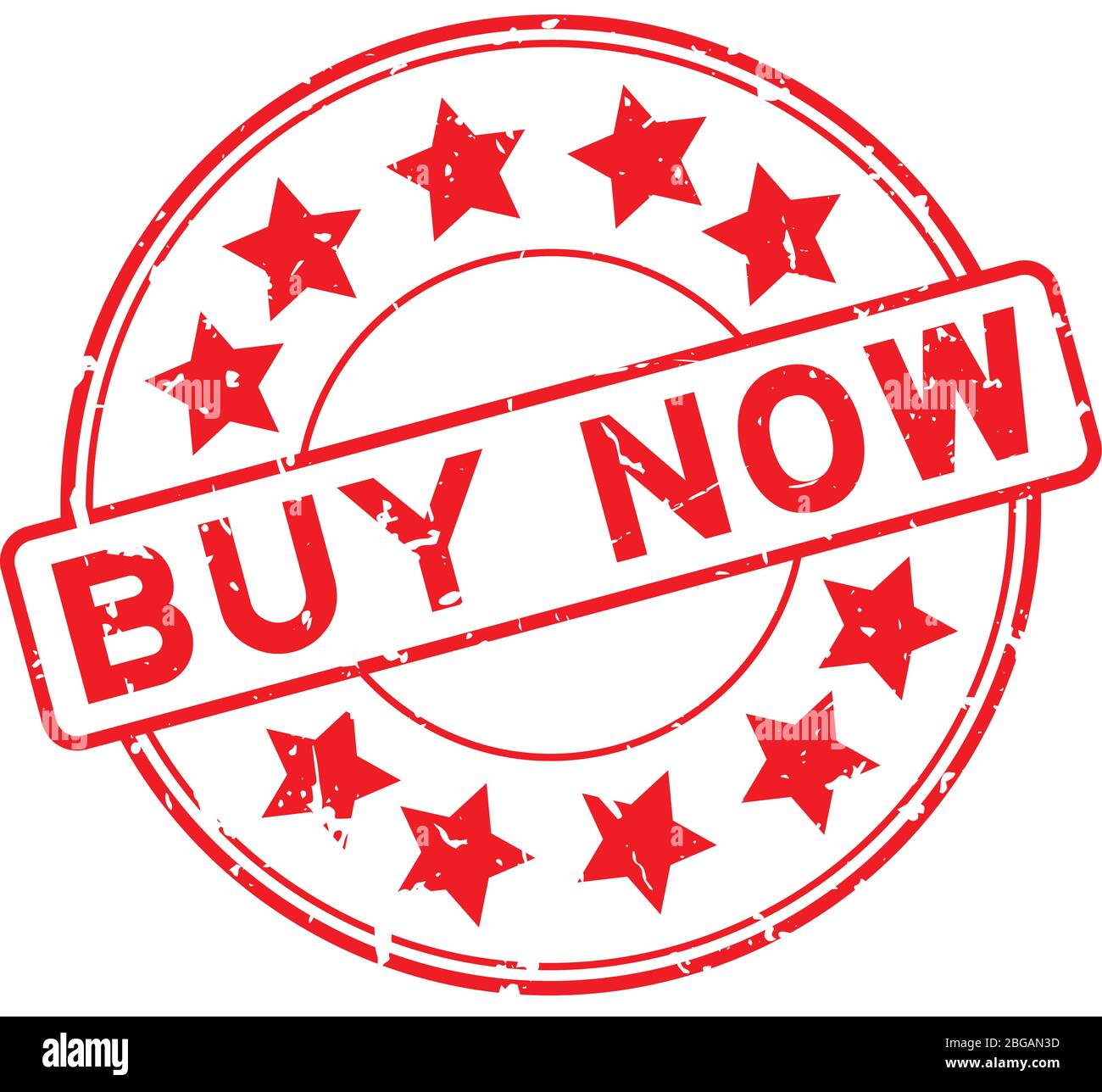 Grunge red buy now word round rubber seal stamp on white background ...