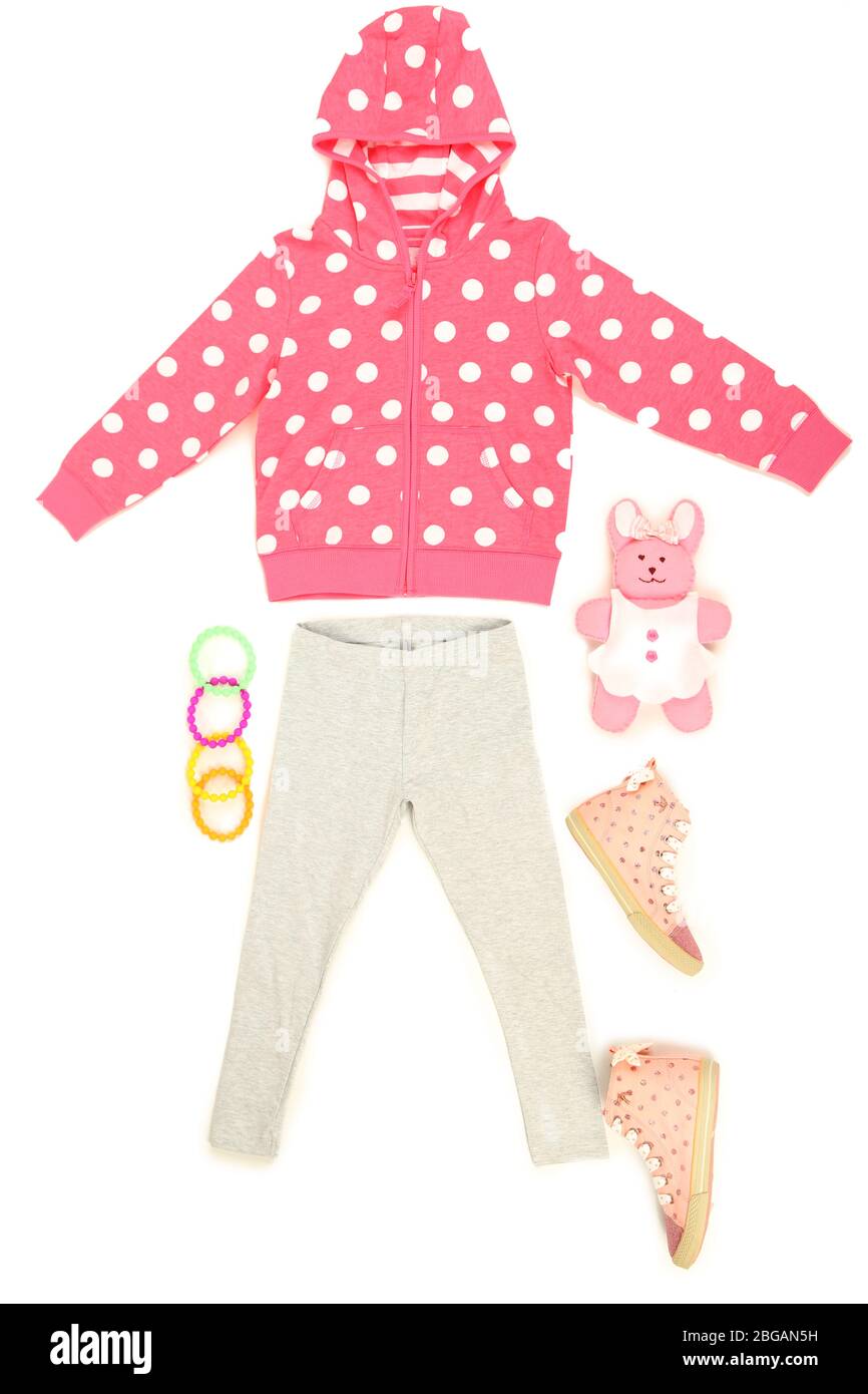 Beautiful clothes for little girl, isolated on white Stock Photo - Alamy