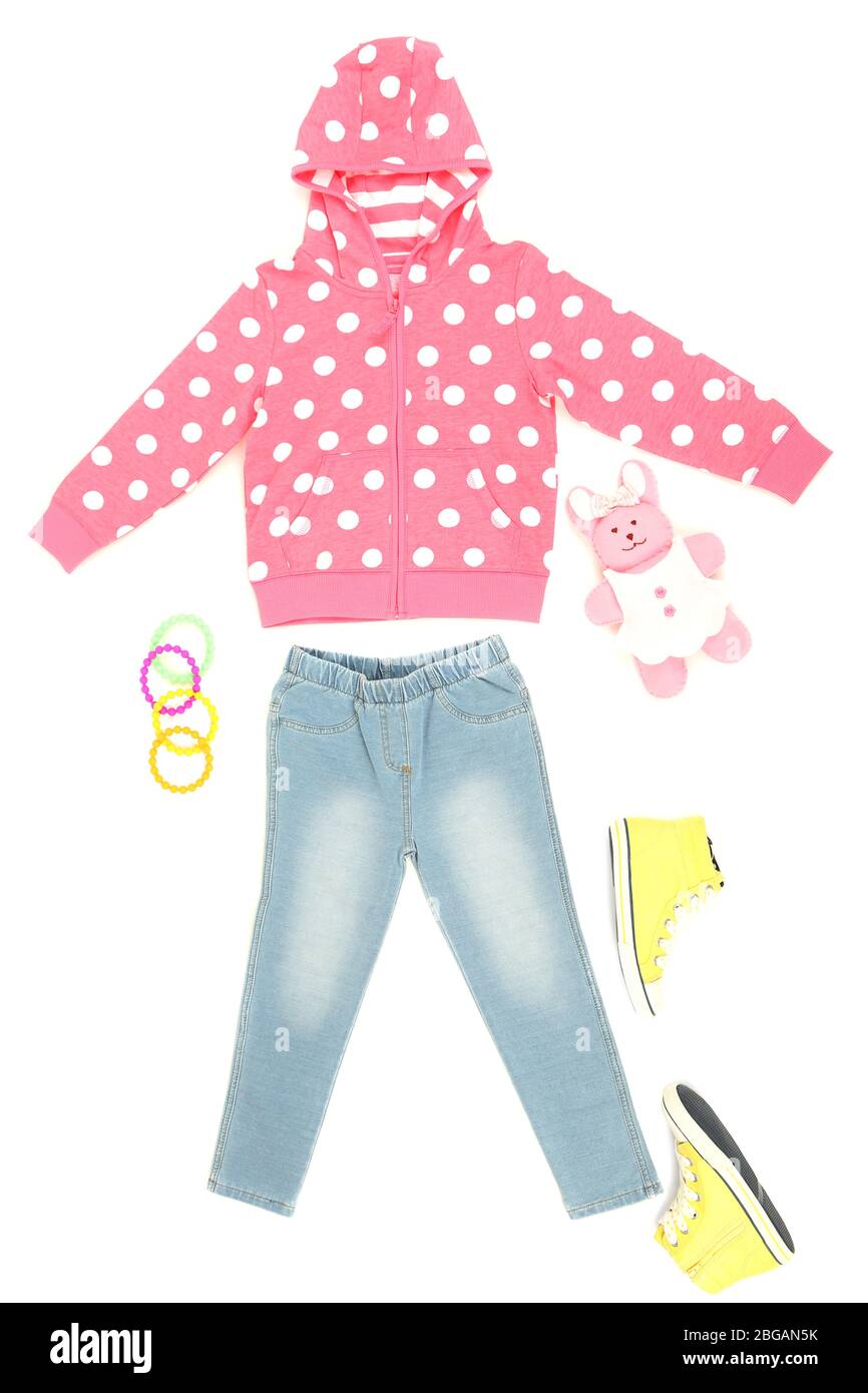 Beautiful clothes for little girl, isolated on white Stock Photo - Alamy