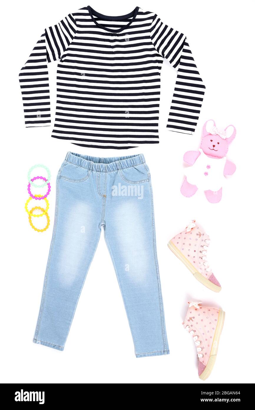 Beautiful clothes for little girl, isolated on white Stock Photo - Alamy