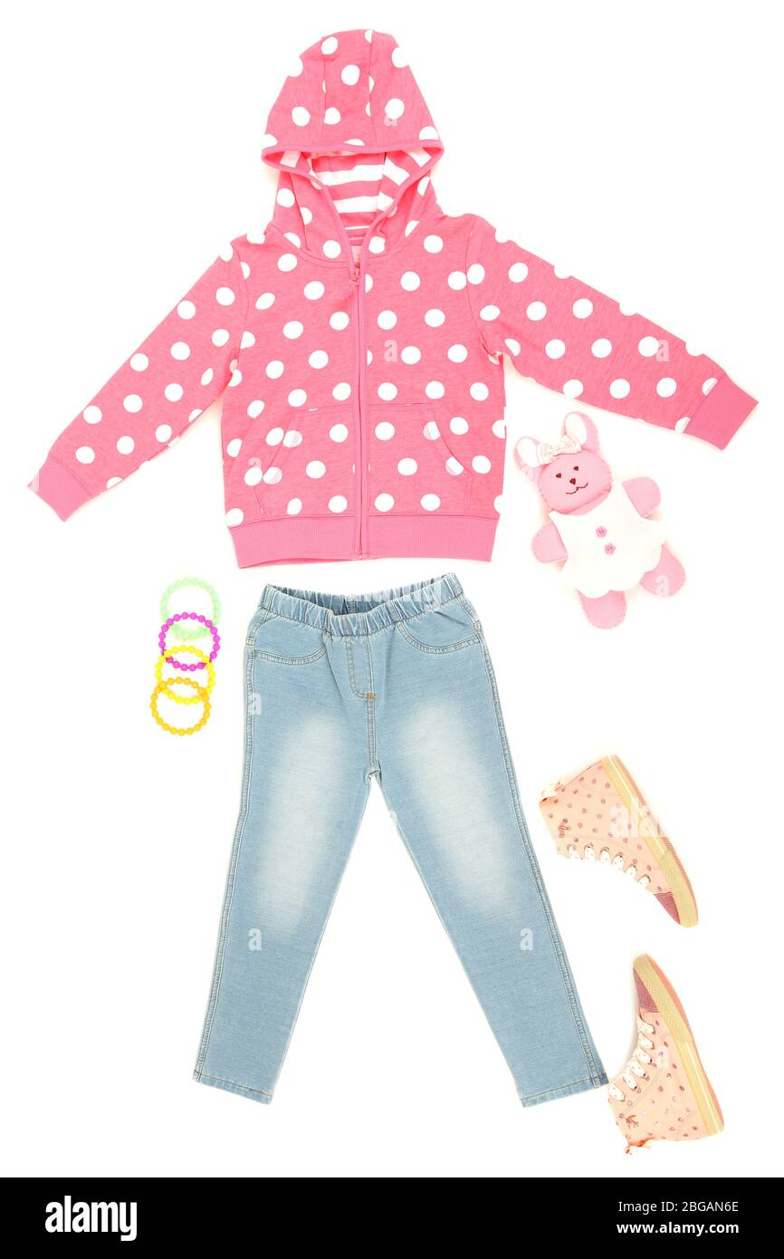 Beautiful clothes for little girl, isolated on white Stock Photo - Alamy