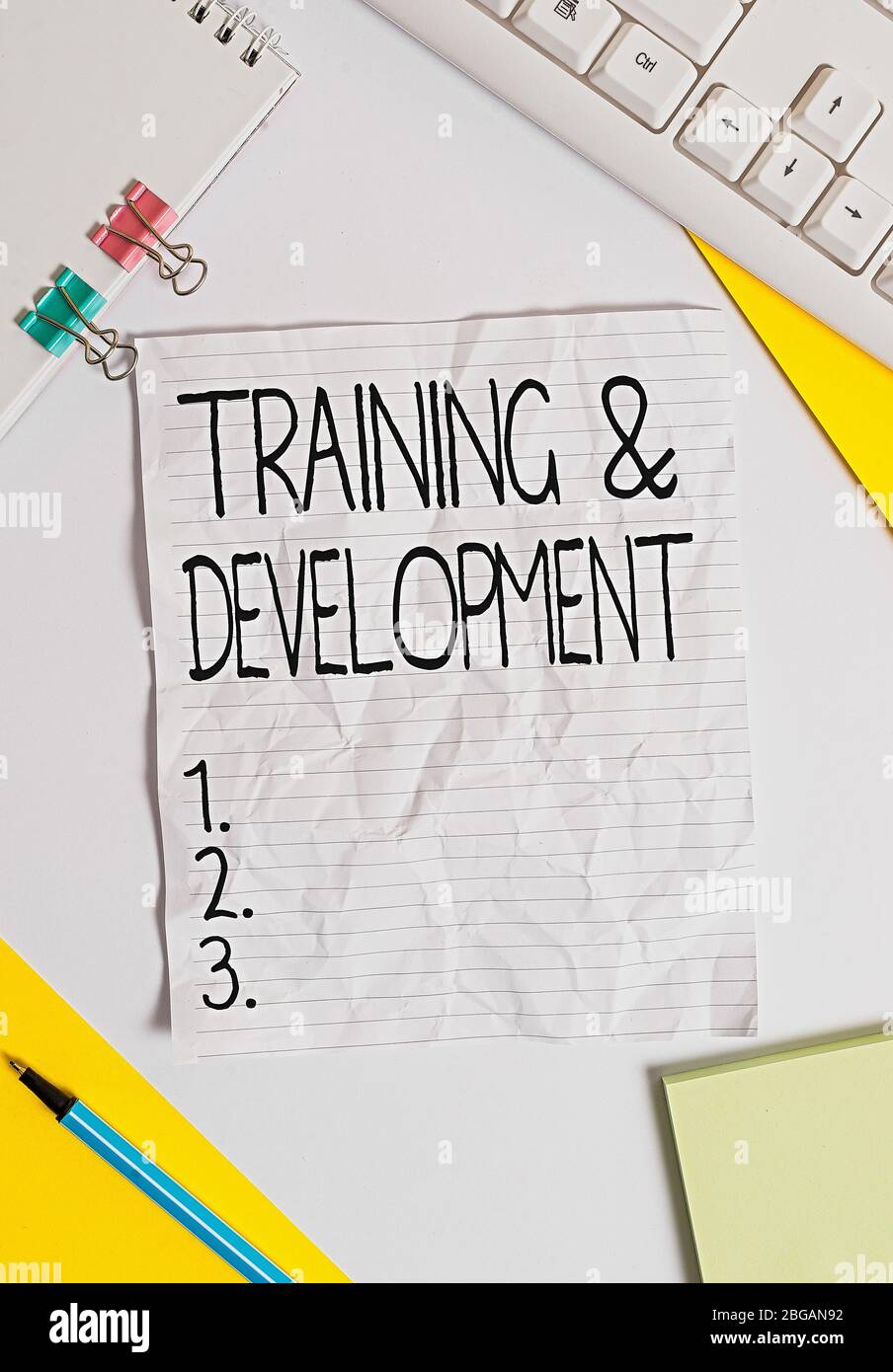 Writing note showing Training And Development. Business concept for ...