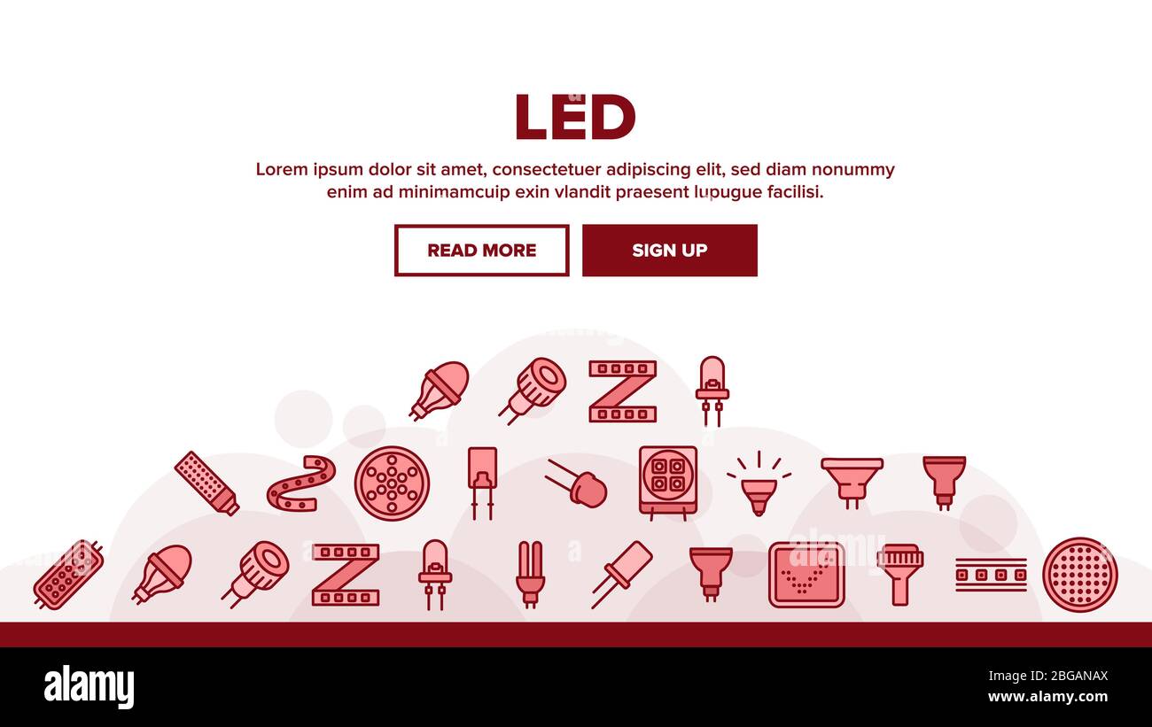 Led Lamp Equipment Landing Header Vector Stock Vector Image & Art - Alamy
