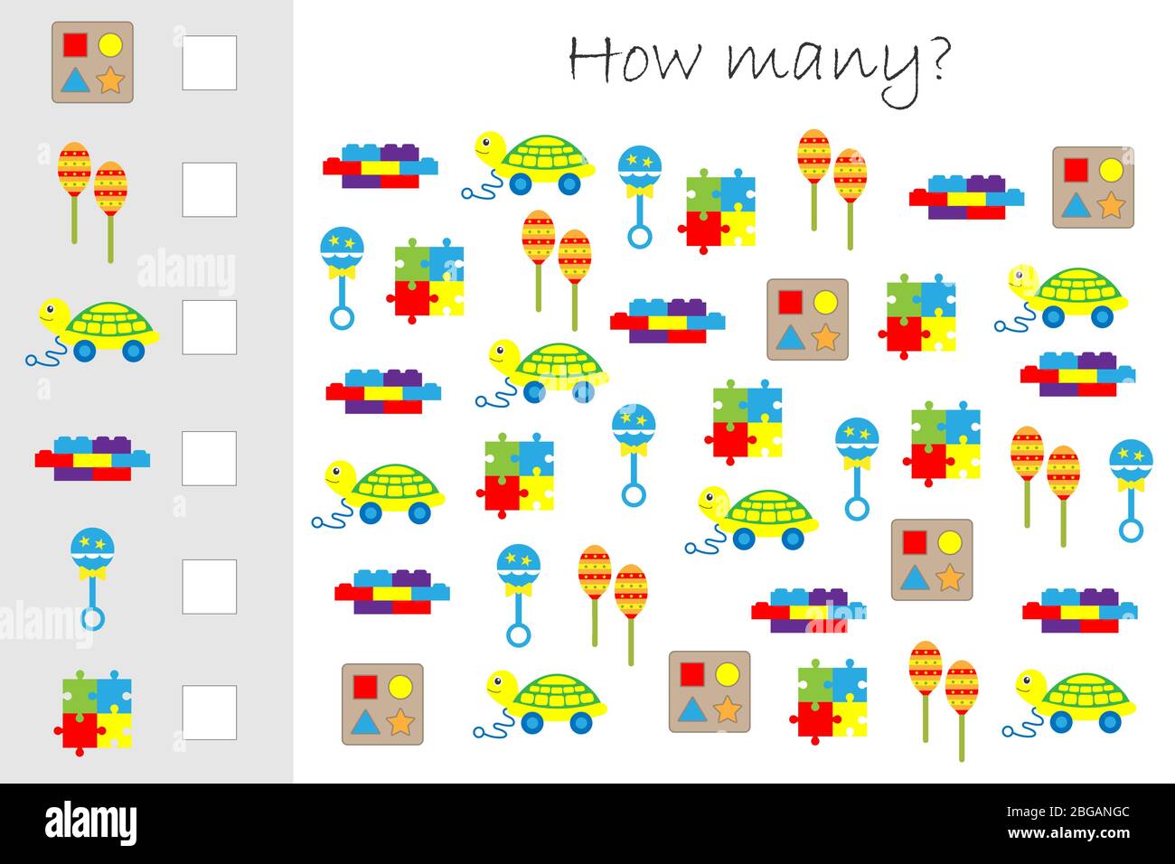 How many counting game with toys for kids, educational maths task for ...