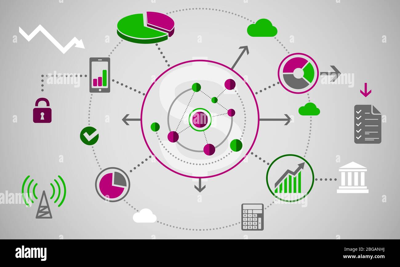 Connected interface icons Stock Photo - Alamy