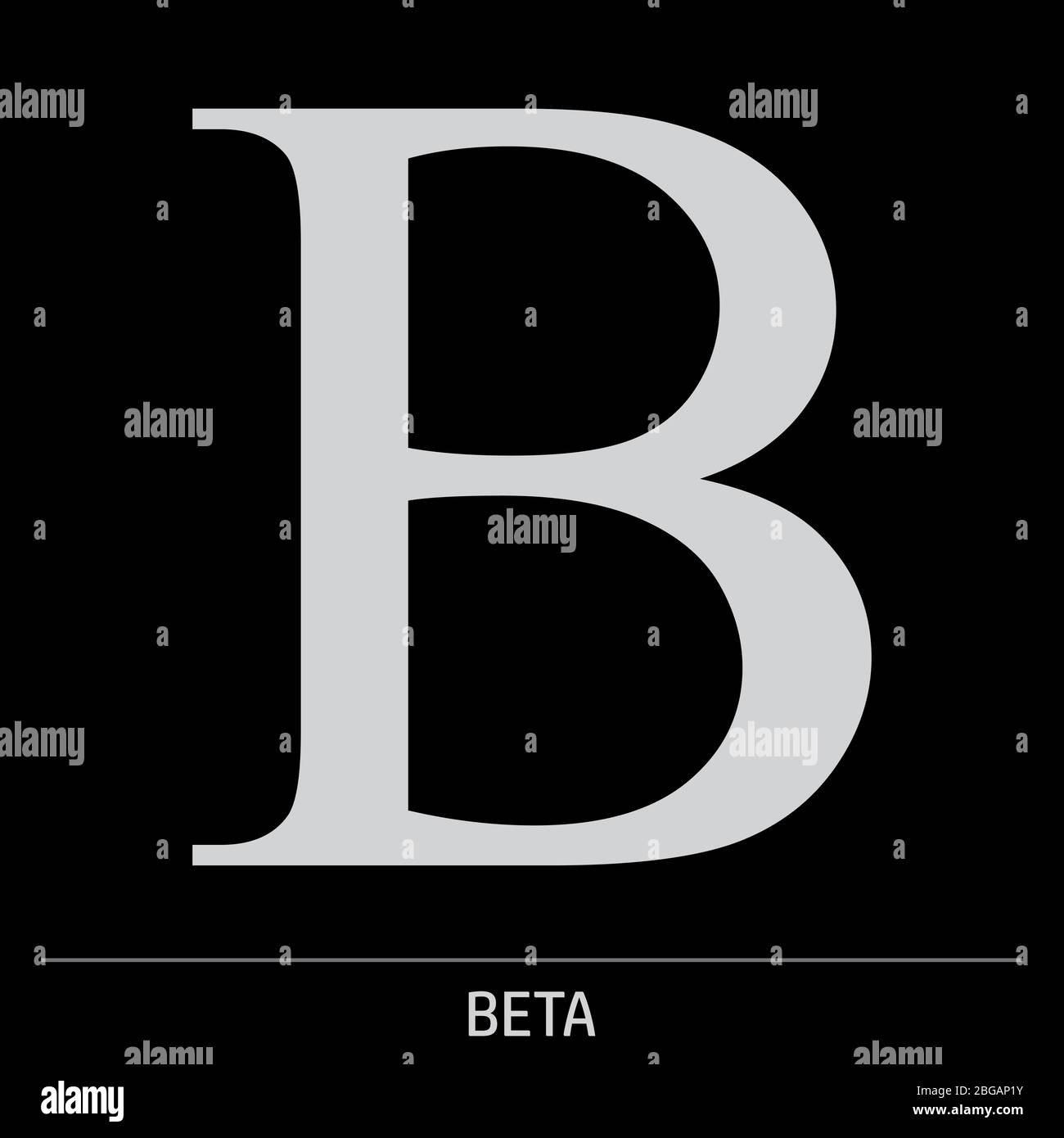 Uppercase Beta greek letter icon illustration on gray background with ...