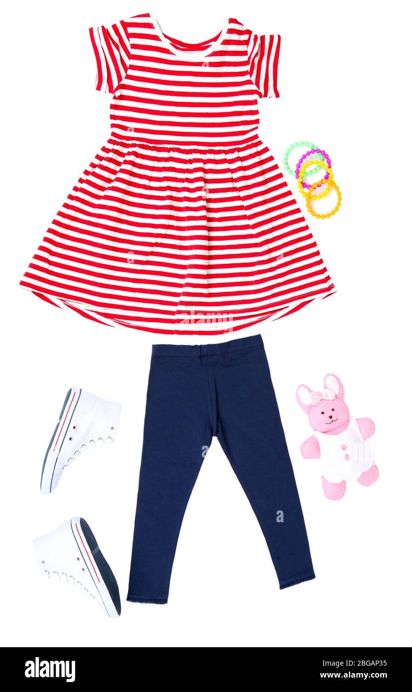 Beautiful clothes for little girl, isolated on white Stock Photo - Alamy