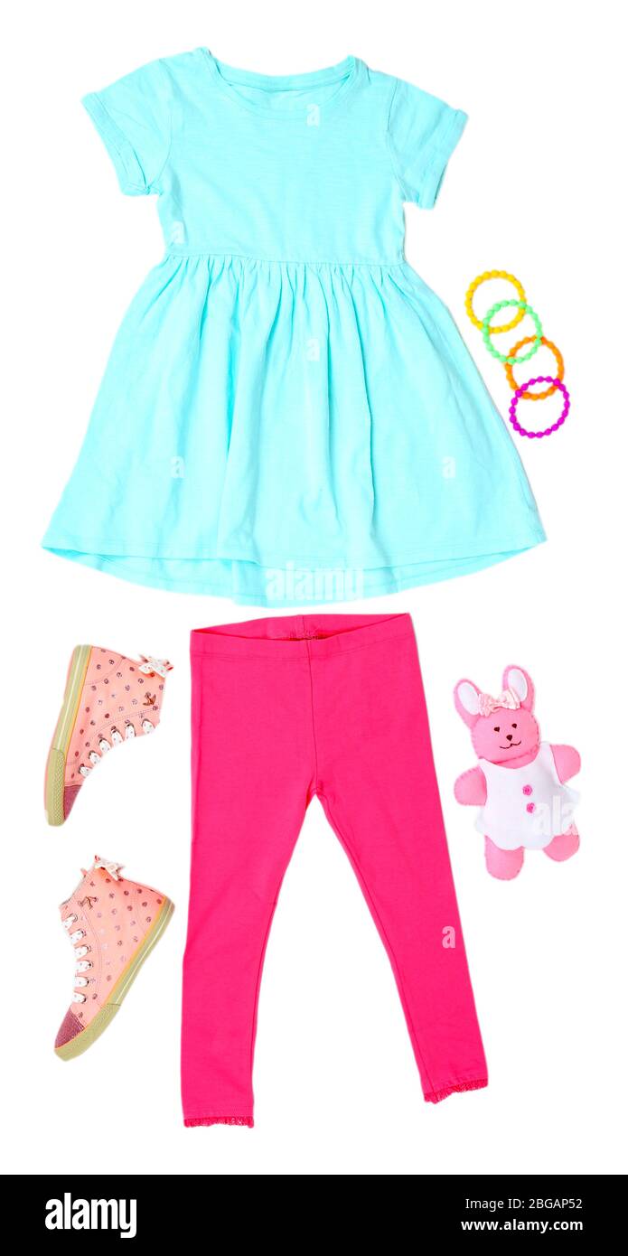 Beautiful clothes for little girl, isolated on white Stock Photo - Alamy