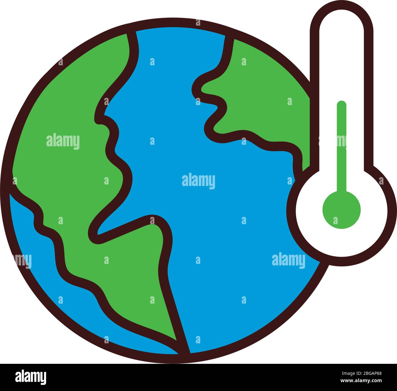 world planet earth with thermometer line and fill style Stock Vector ...