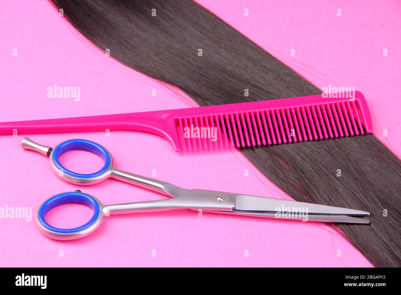 Pink Hair Scissors And Comb