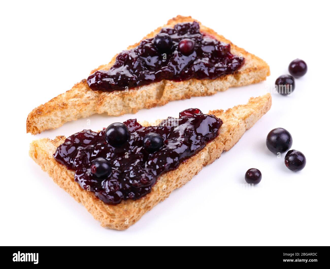 Delicious toast with jam isolated on white Stock Photo - Alamy