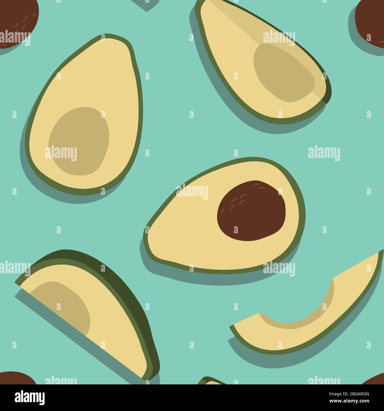 Vector Minimal Avocado Seamless Pattern, Blue & Yellow Combination ...