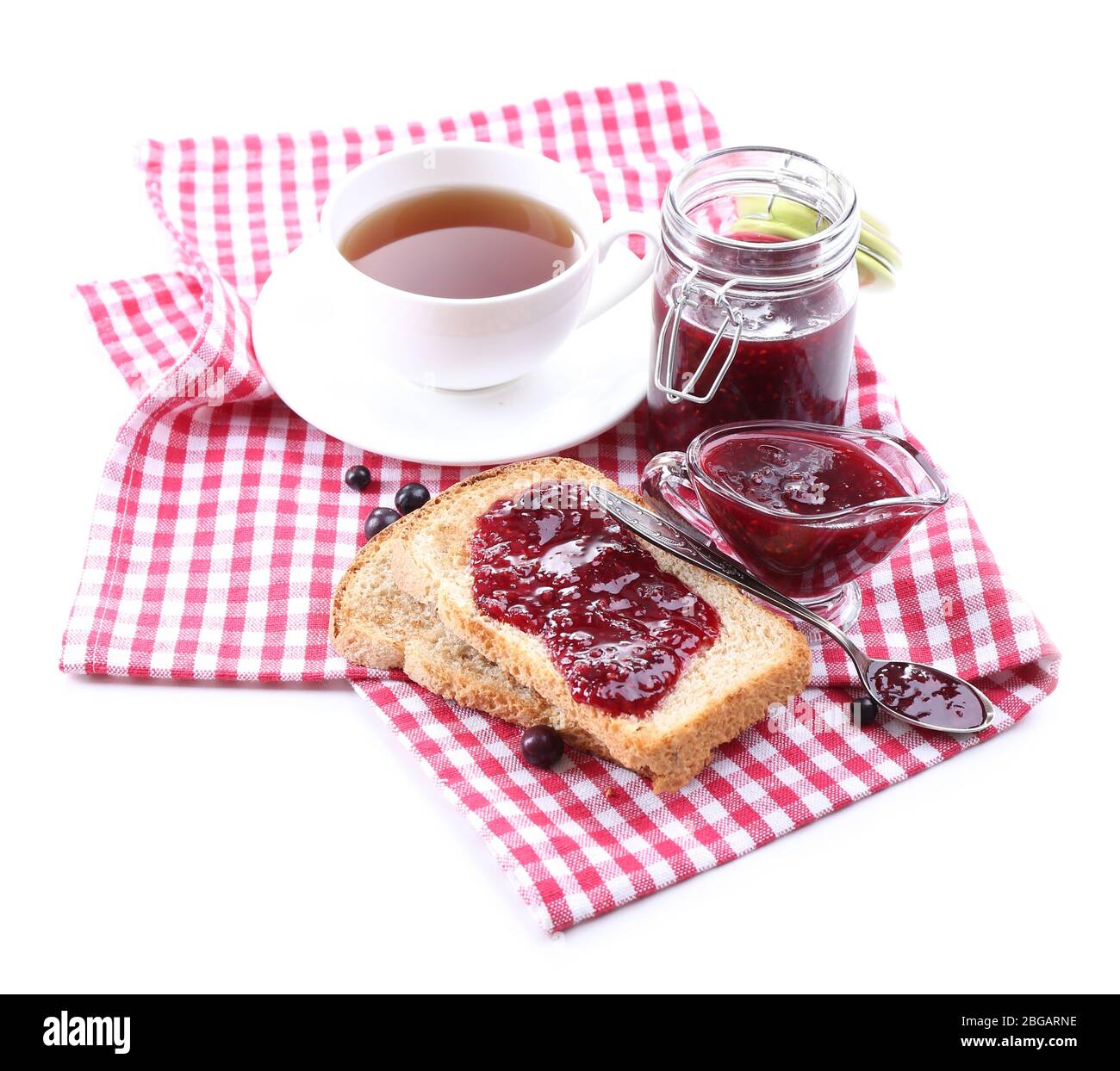 Delicious toast with jam isolated on white Stock Photo - Alamy