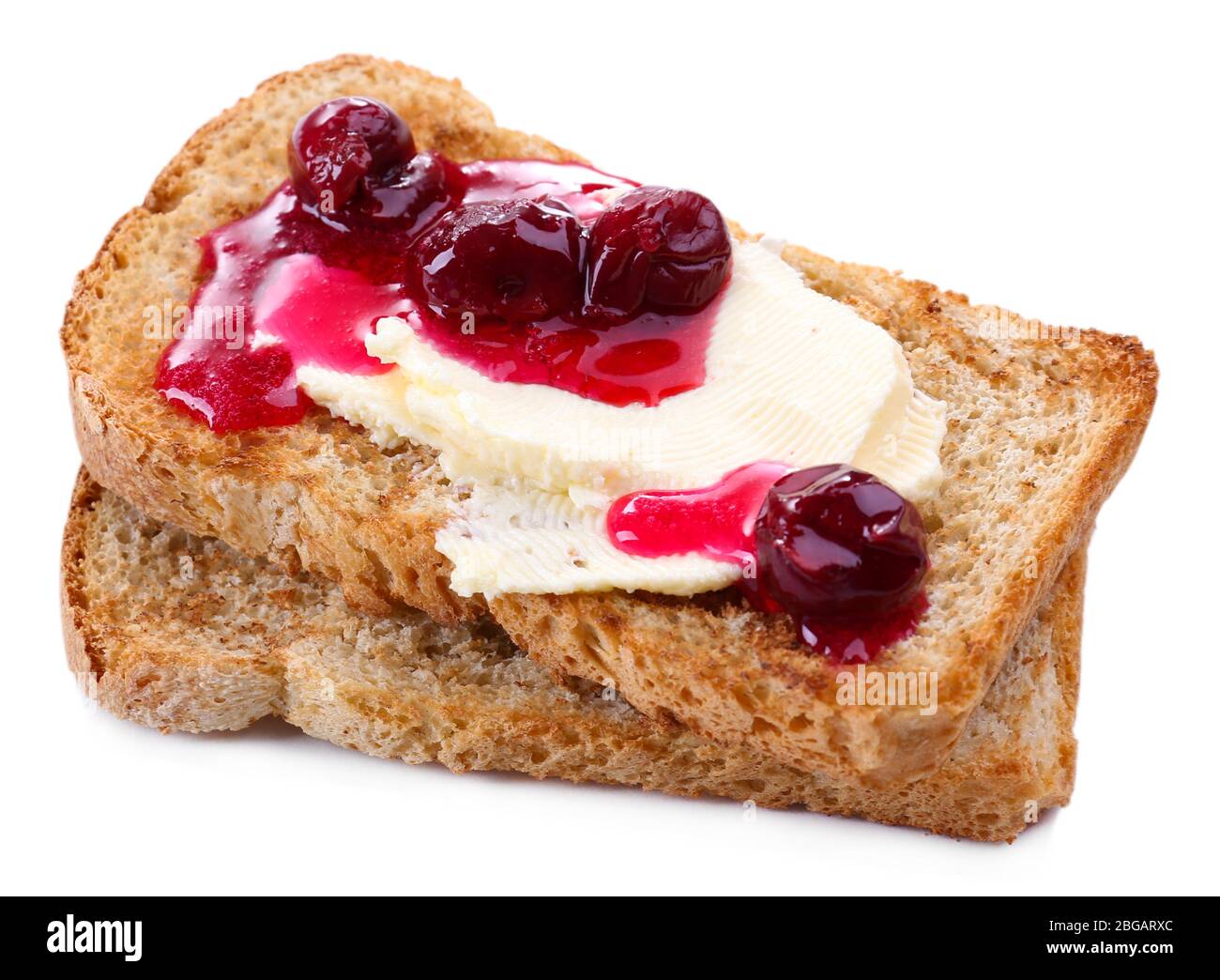 Delicious toast with jam isolated on white Stock Photo - Alamy