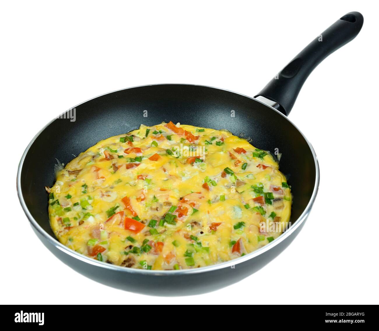 Omelet with vegetables isolated on white Stock Photo - Alamy