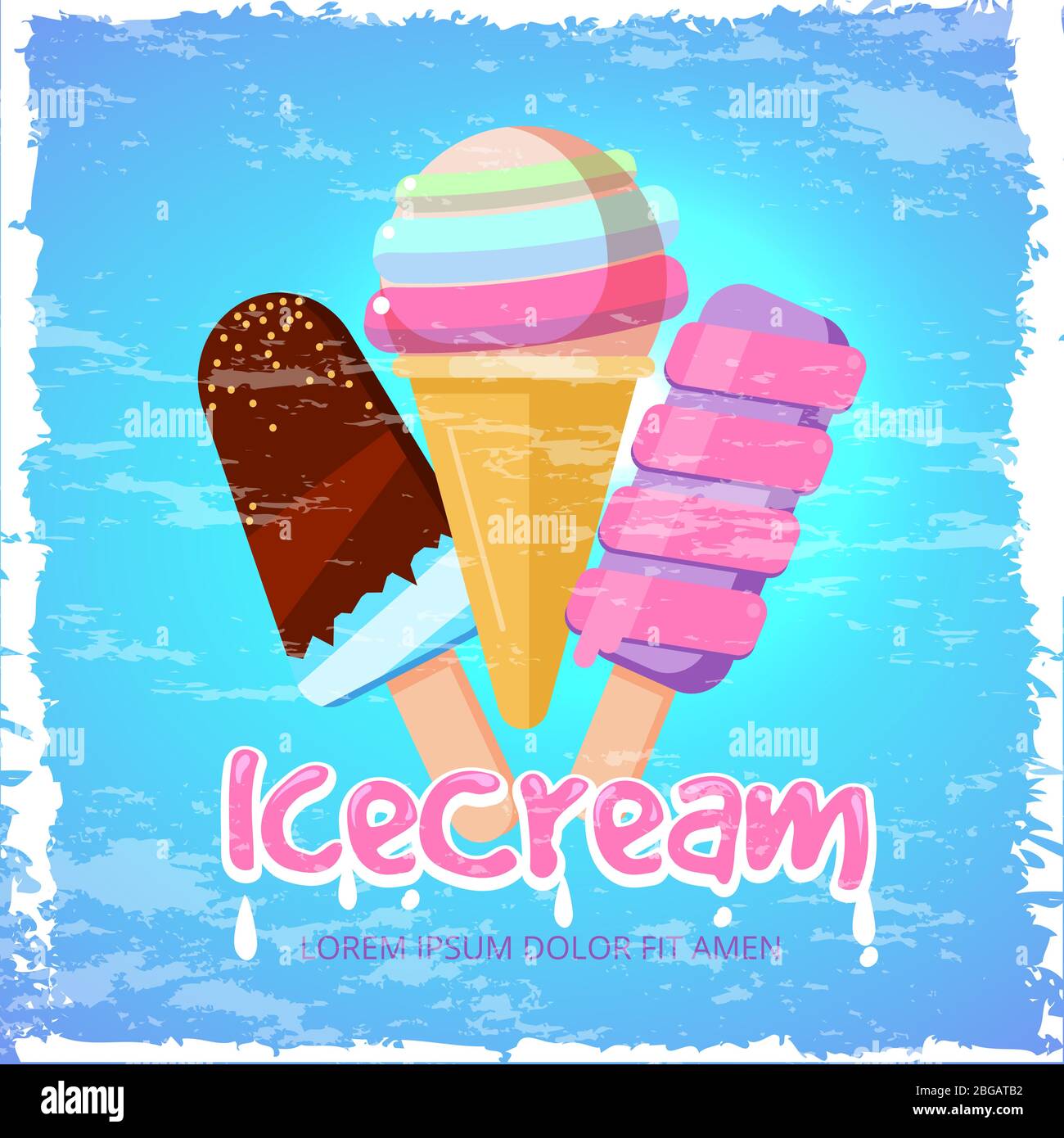 Ice cream dessert summer vector poster, menu design template Stock ...