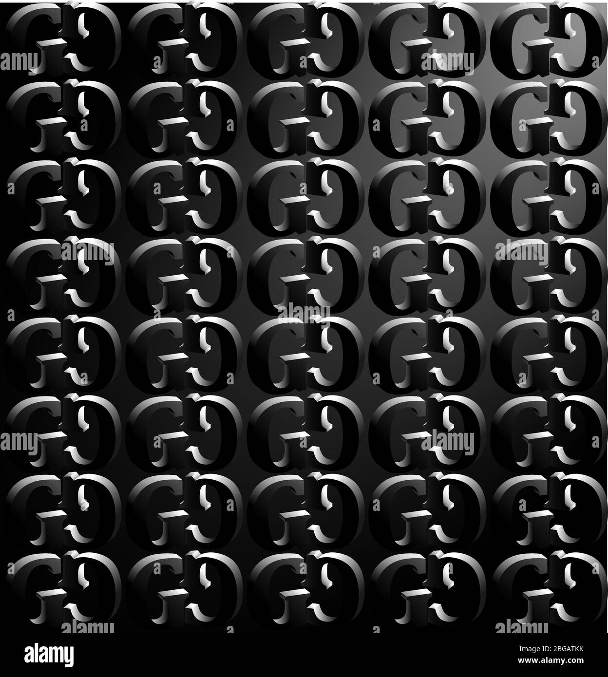 Abstract background created by 3D letter G in black and white Stock ...