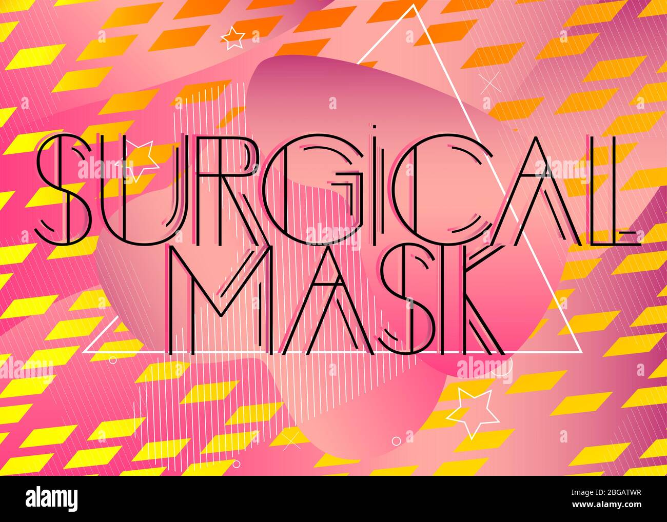 Art Deco Surgical Mask text. Decorative greeting card, sign with ...