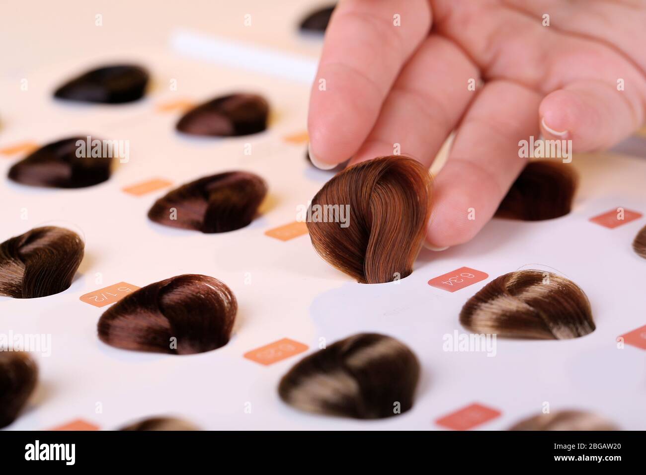 Hair samples of different colors on white background Stock Photo - Alamy