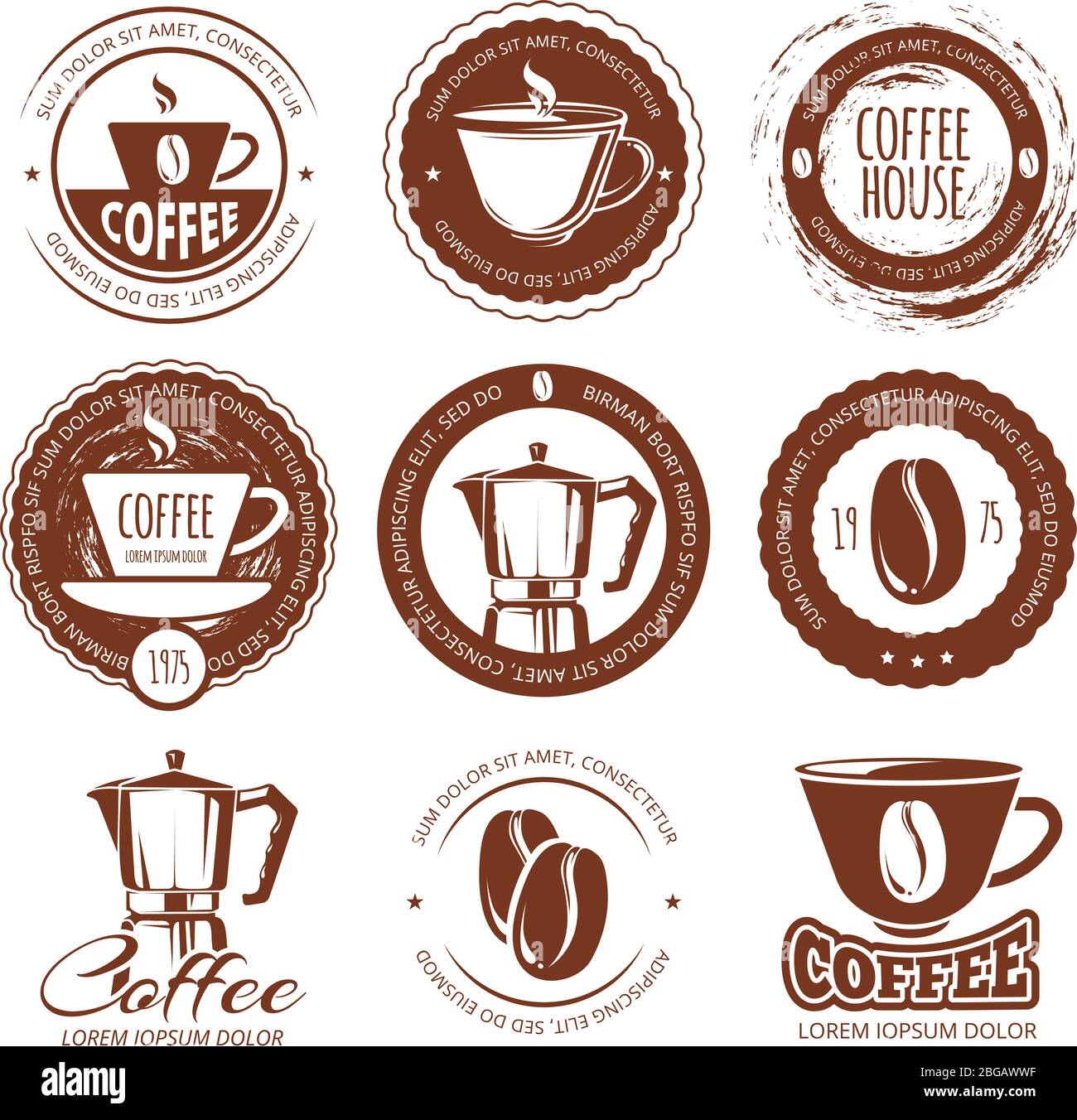Vector illustration of vintage coffee labels and badges. Logo cafe ...