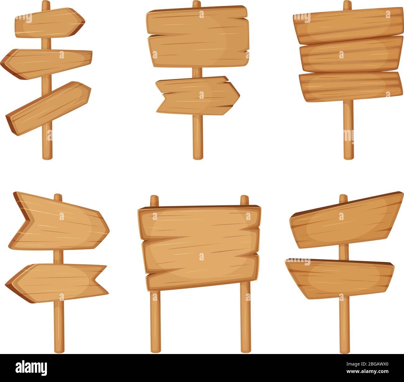 Signboard with wood texture. Vector set of Wooden arrows and empty road ...