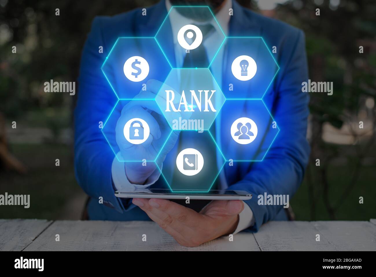 Conceptual hand writing showing Rank. Concept meaning The showing or ...