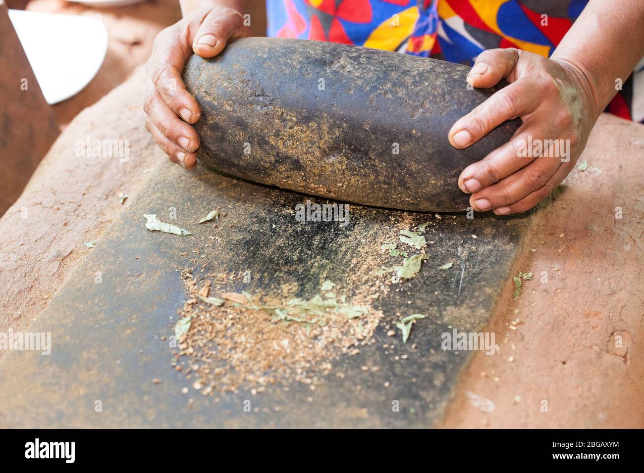 Made preparations of spices. Spices homemade. Two female hands they ...