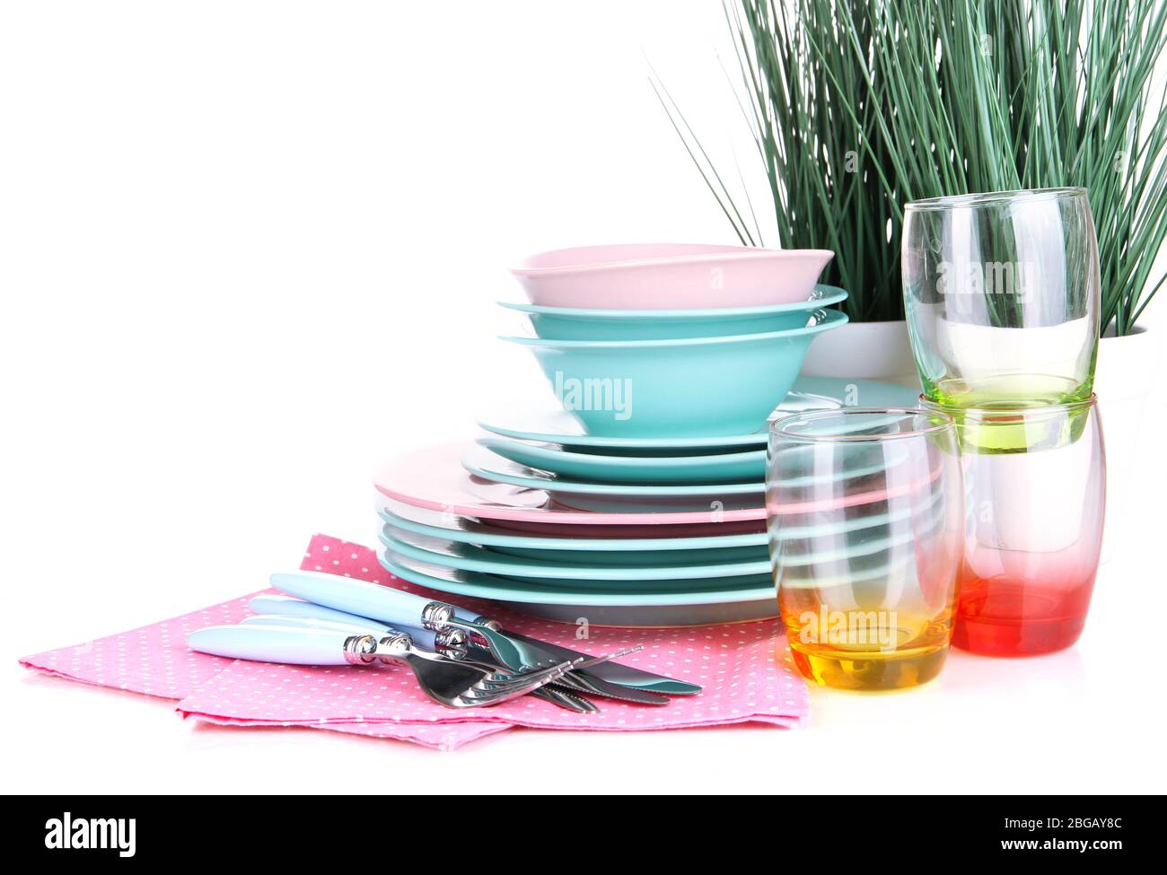 Clean dishes isolated on white Stock Photo - Alamy