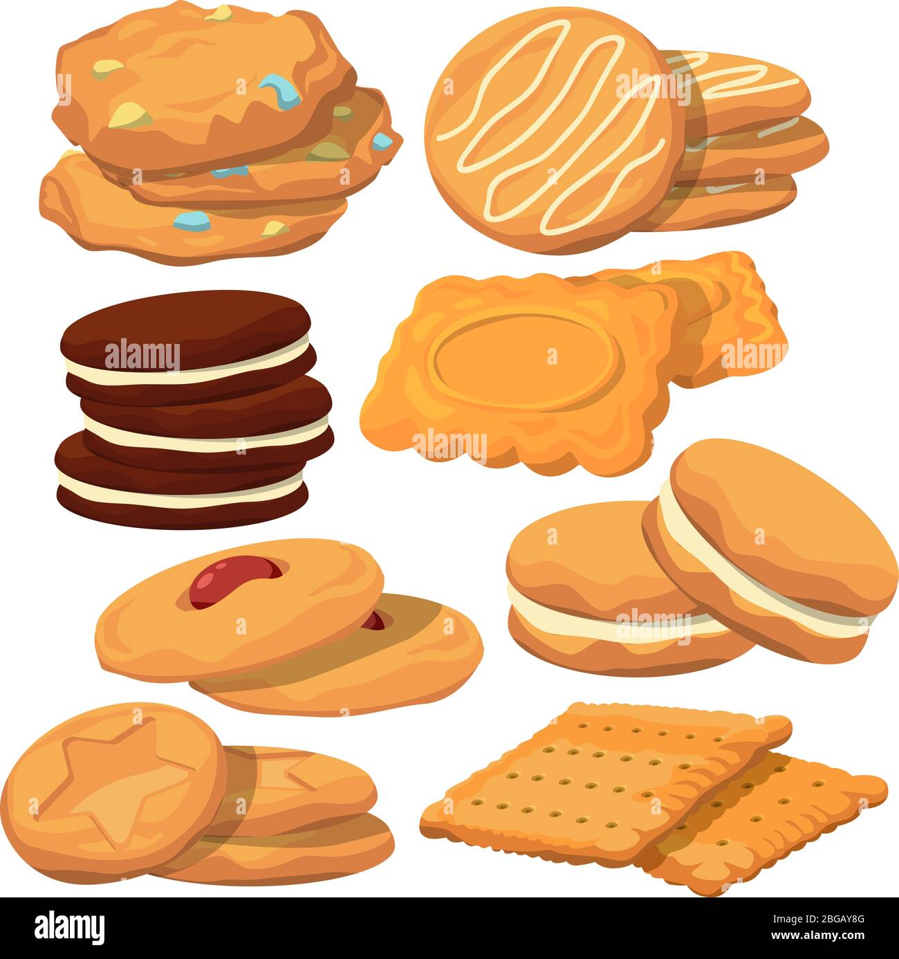 Decorated cookies in cartoon style. Vector baking illustration isolate ...