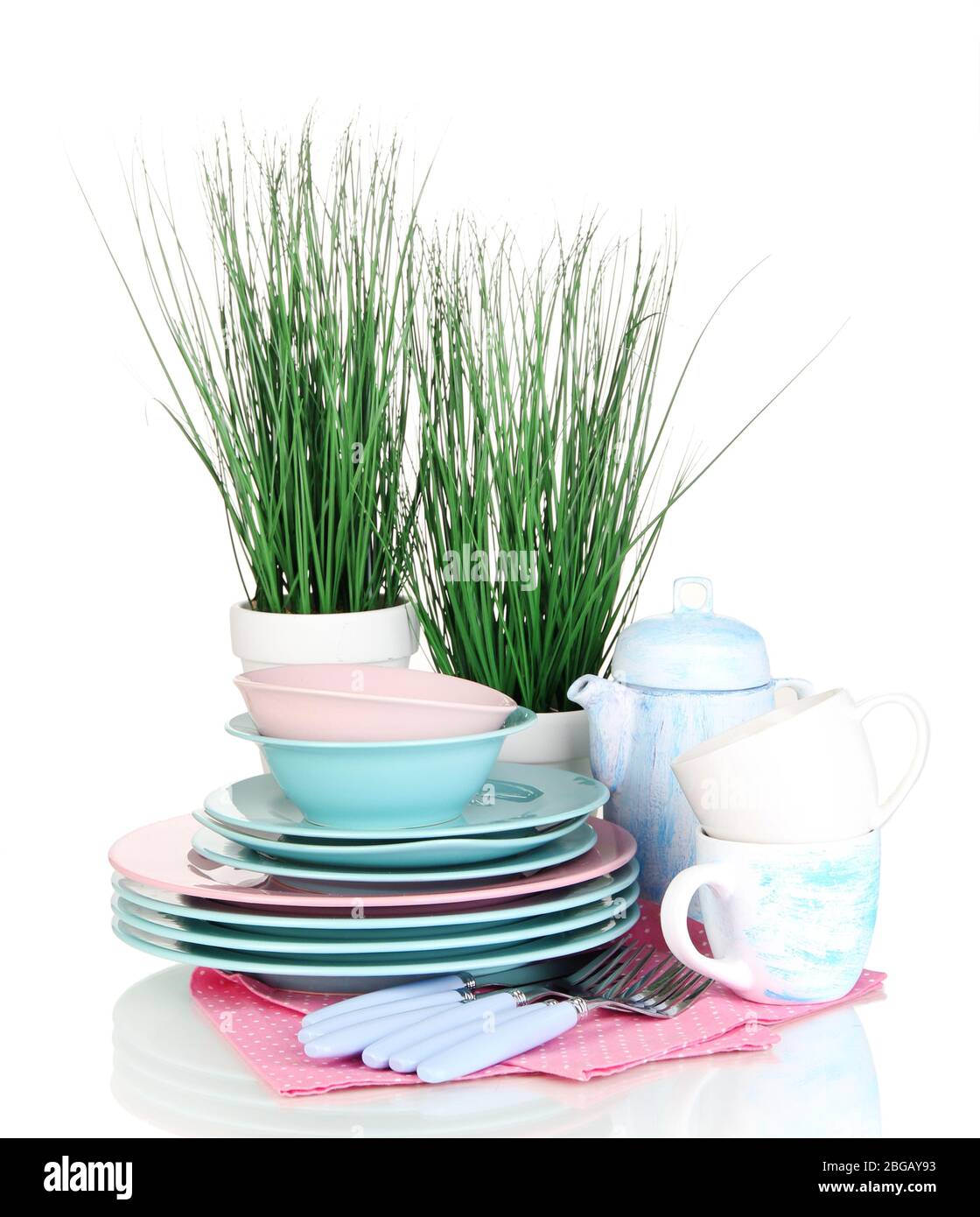 Clean dishes isolated on white Stock Photo - Alamy