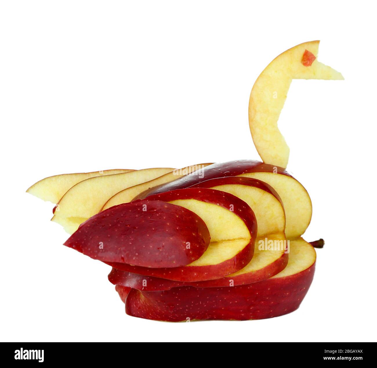 Carving fruit pattern of swan isolated on white Stock Photo - Alamy