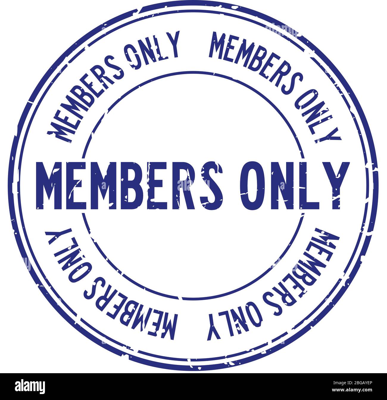 Grunge Blue Members Only Word Round Rubber Seal Stamp On White