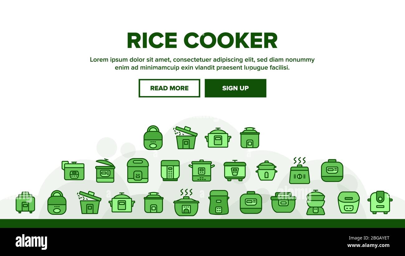 Rice Cooker Landing Header Vector Stock Vector Image & Art - Alamy