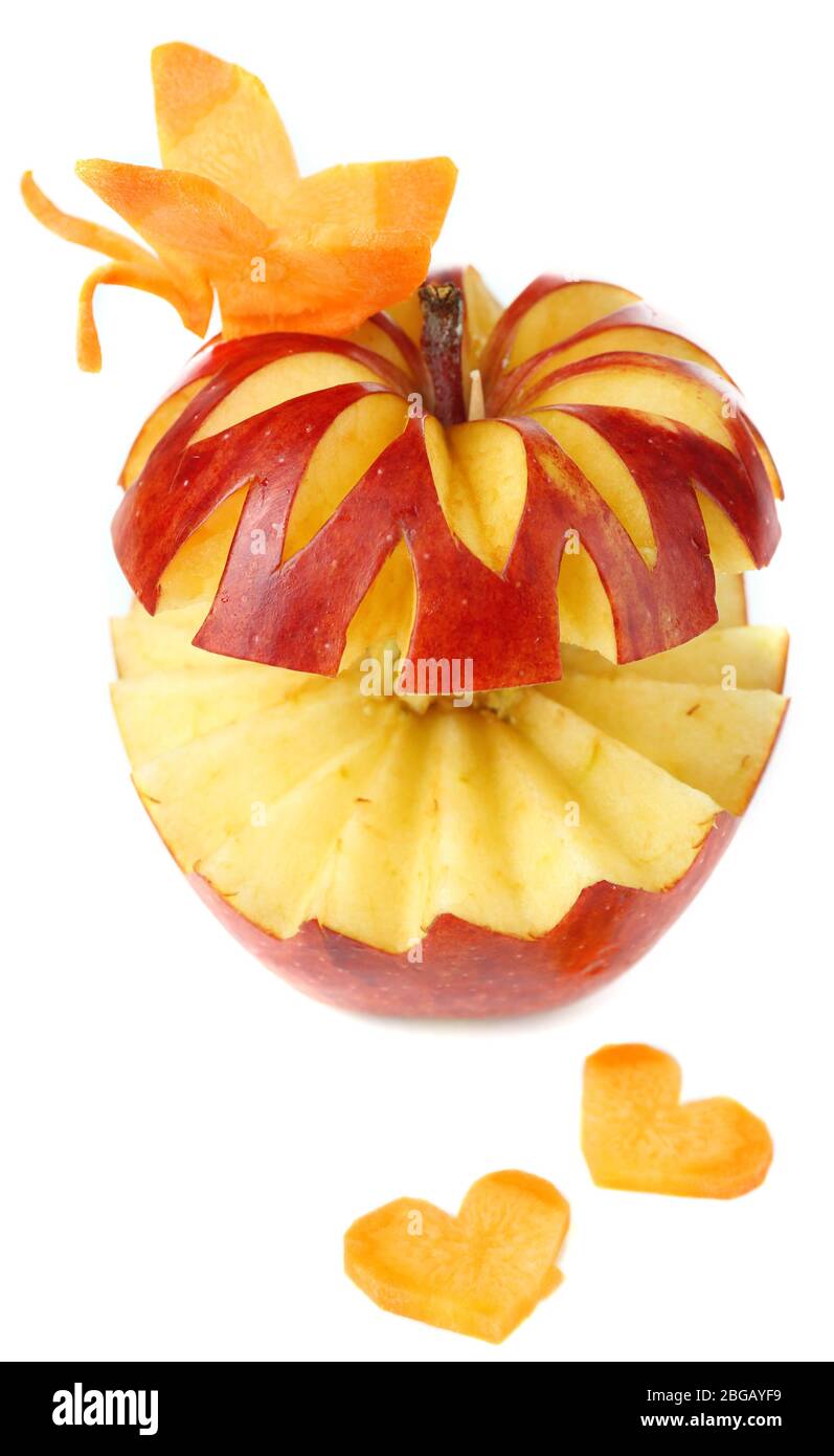 Carving apple isolated on white Stock Photo - Alamy