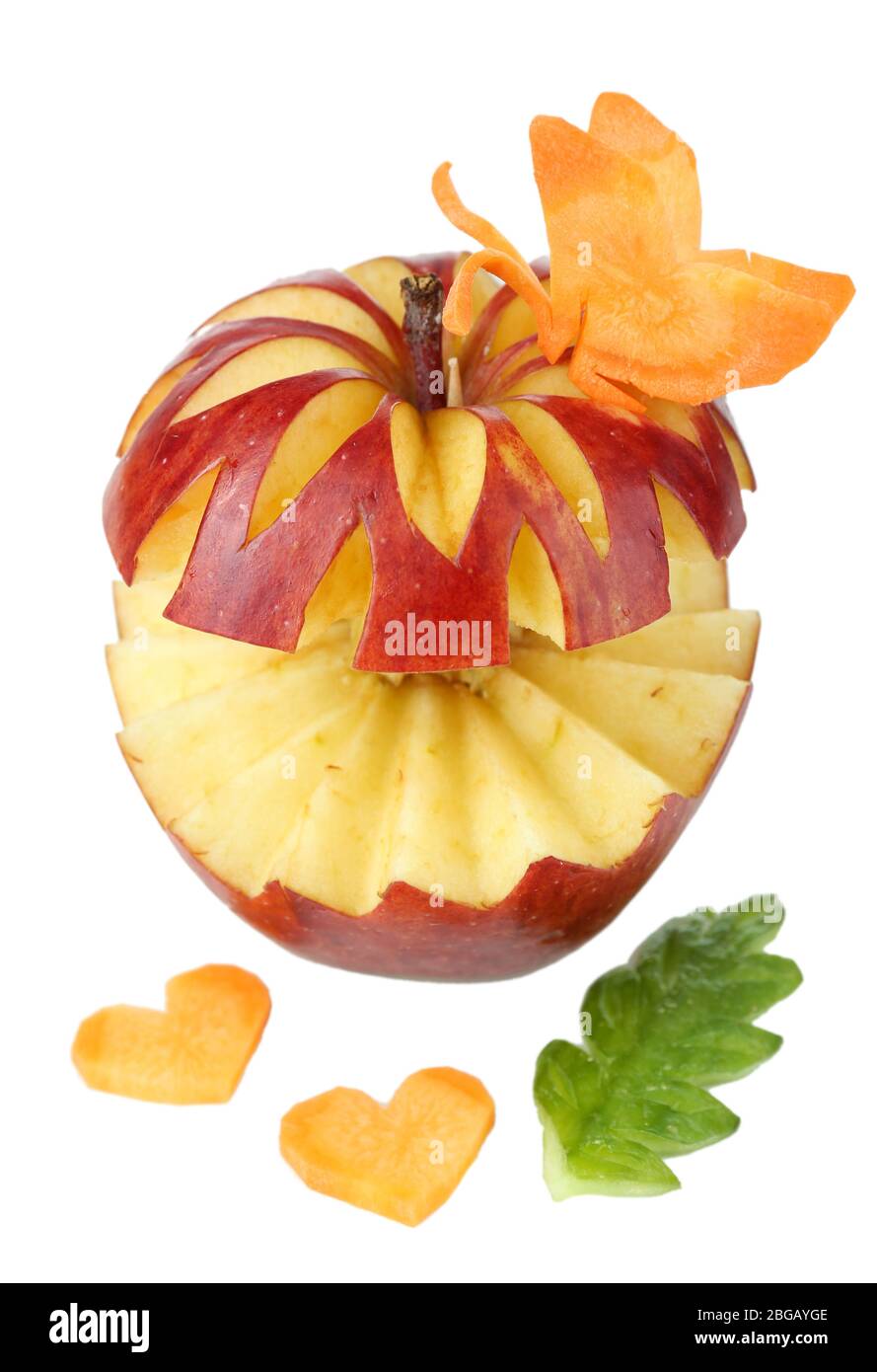 Carving apple isolated on white Stock Photo - Alamy