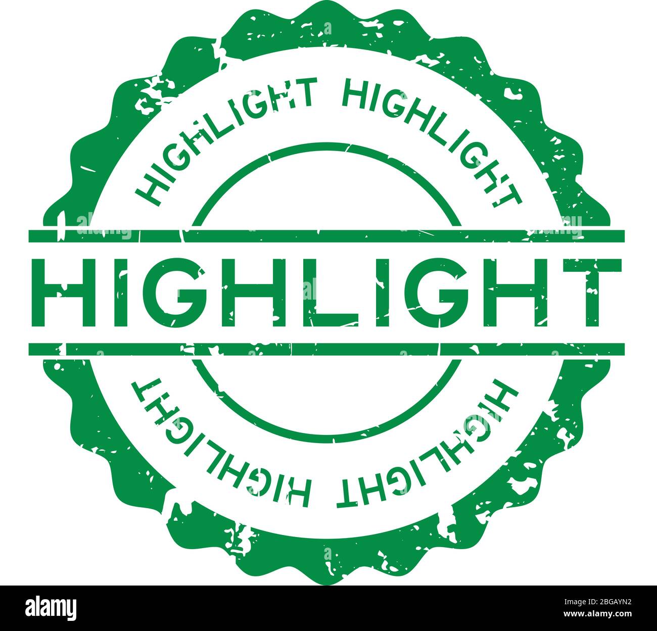 Grunge green highlight word round rubber seal stamp on white background ...