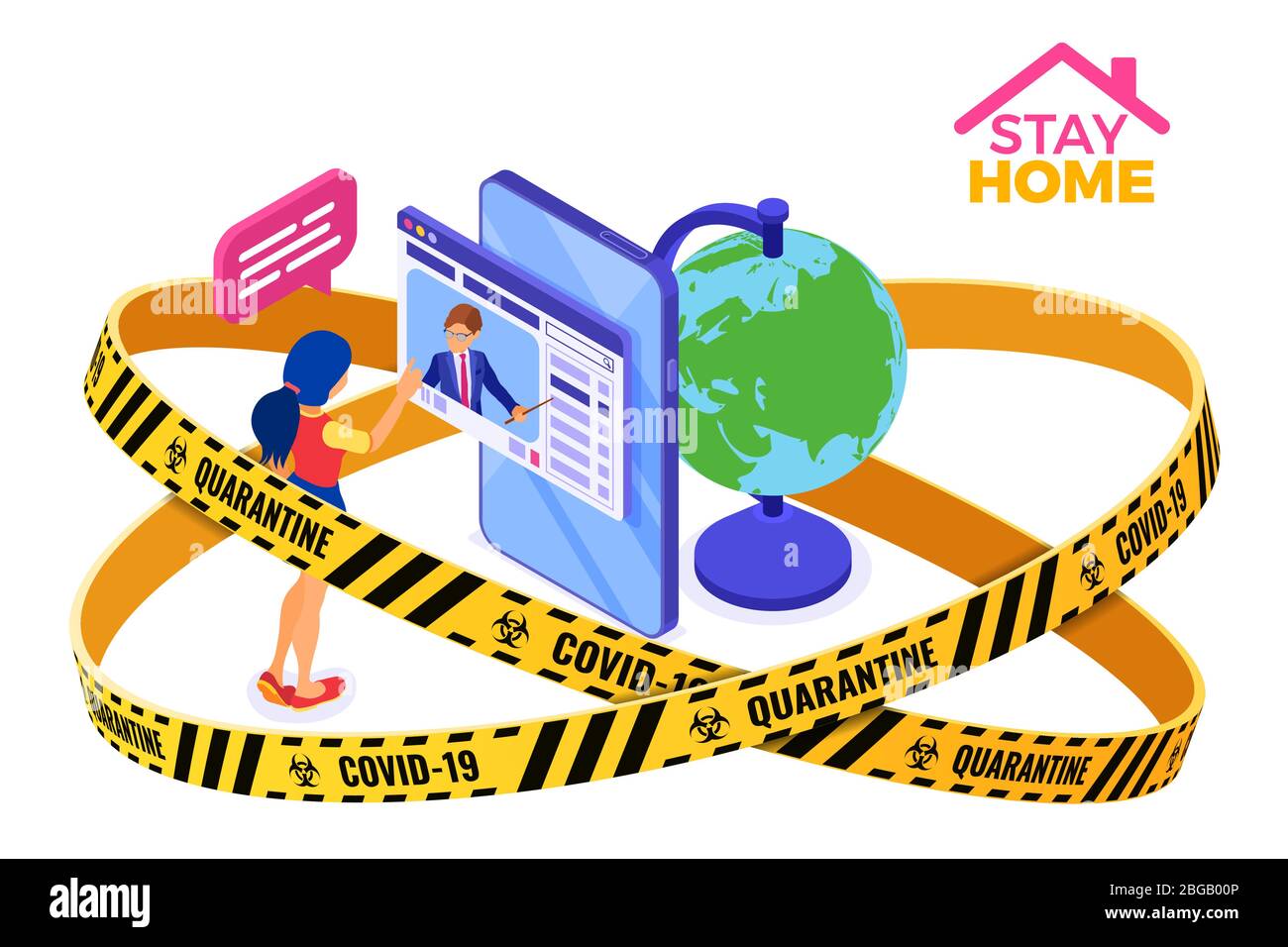 covid-19 quarantine stay home online education Stock Vector Image & Art ...
