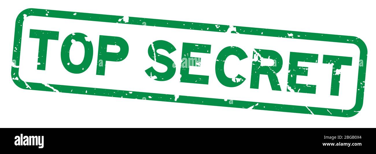 Grunge green top secret word square rubber seal stamp on white ...