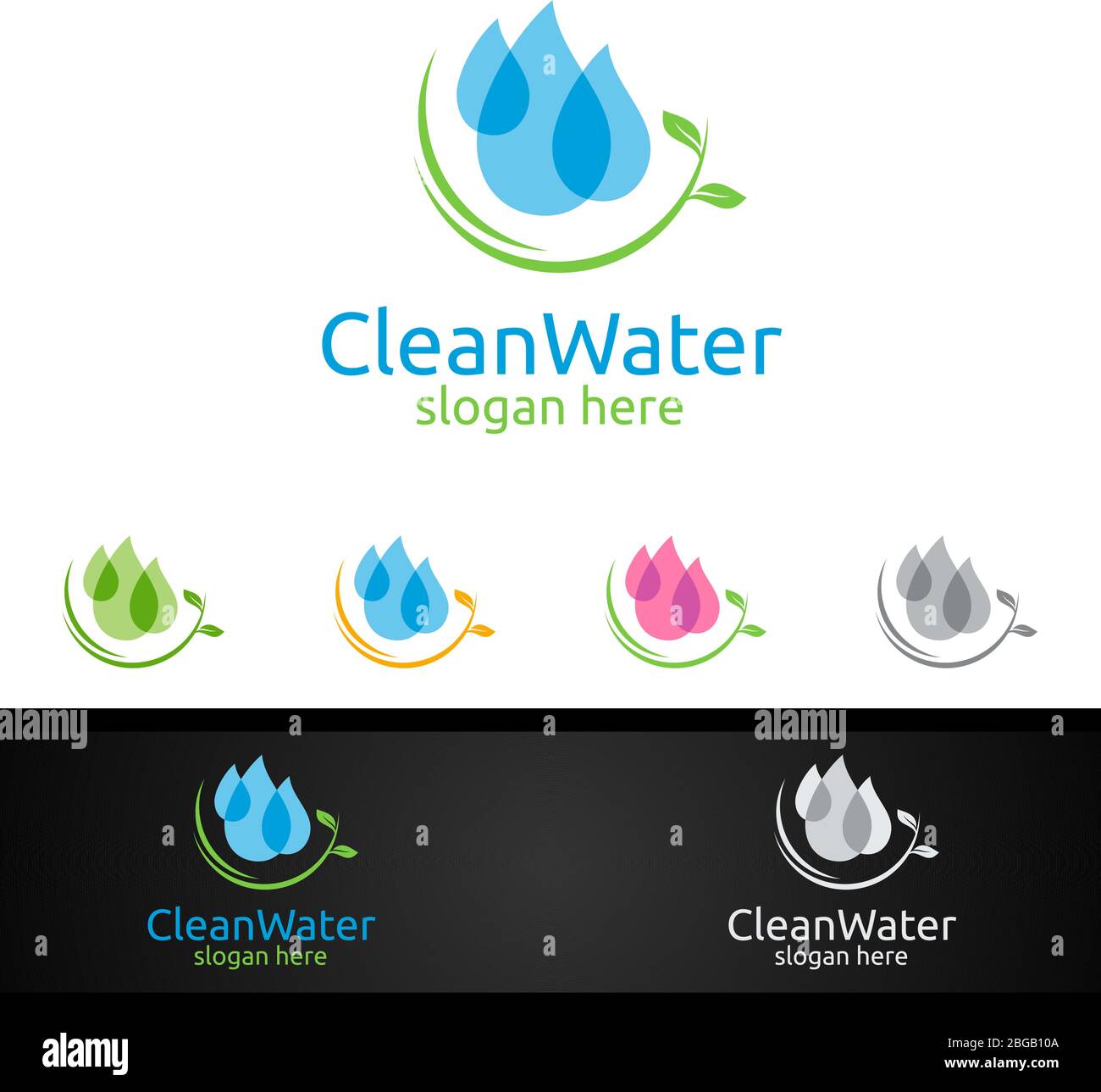 Green Water Drop Logo with Health Care Concept for Cleaning, Drinking ...