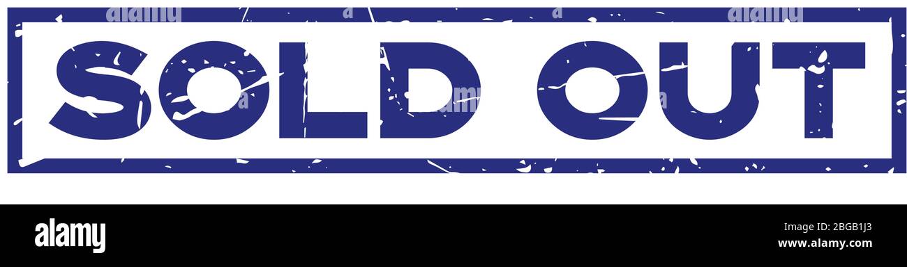 Grunge blue sold out wording square rubber seal stamp on white background Stock Vector Image ...