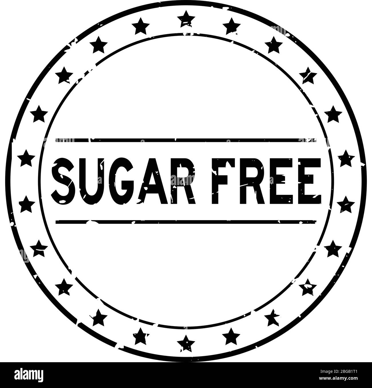 Grunge black sugar free word with star icon round rubber seal stamp on ...