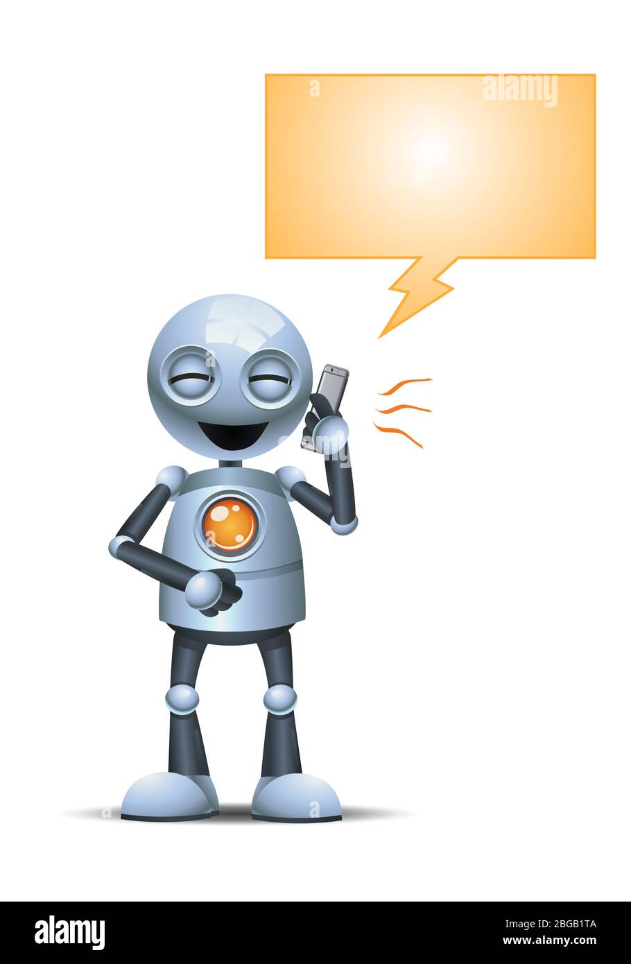 3d illustration of little robot joking on the phone call on isolated ...