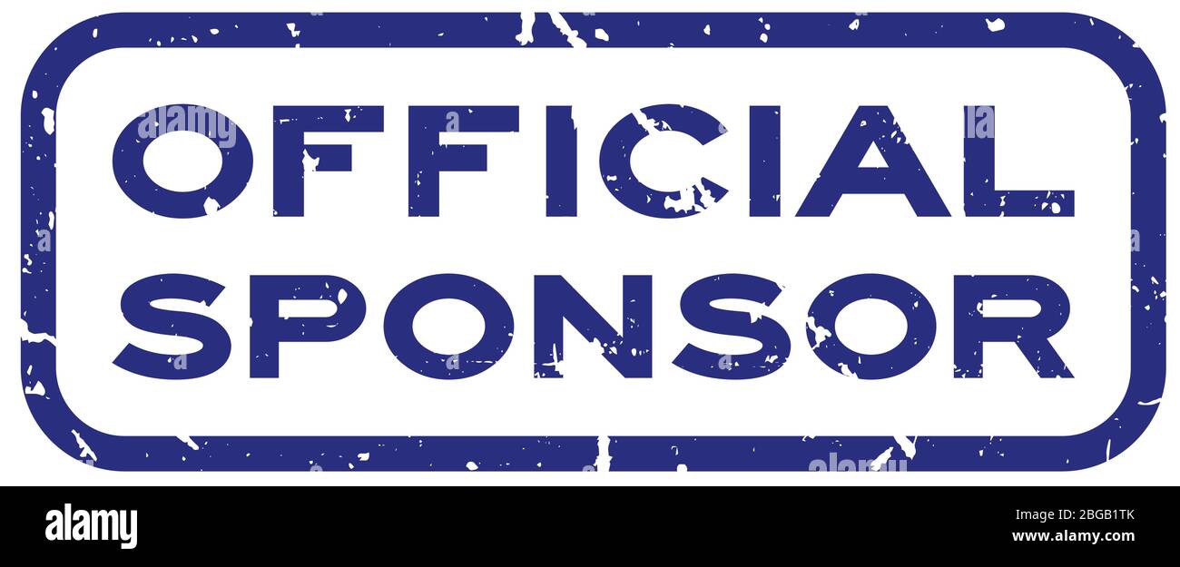 Grunge blue official sponsor word square rubber seal stamp on white ...