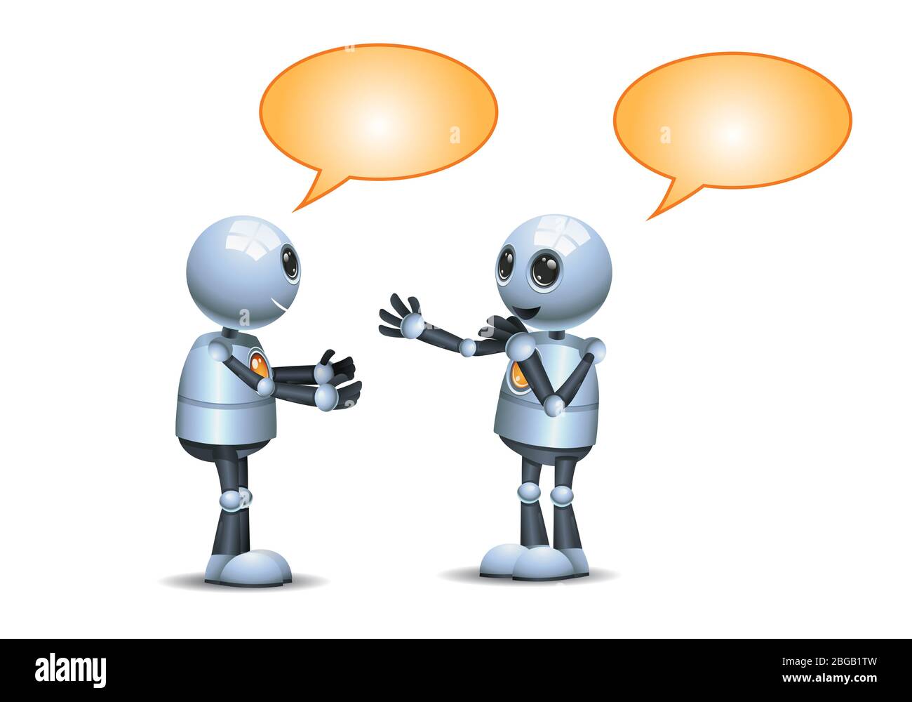 3d illustration of little robot talking and sharing idea on isolated ...