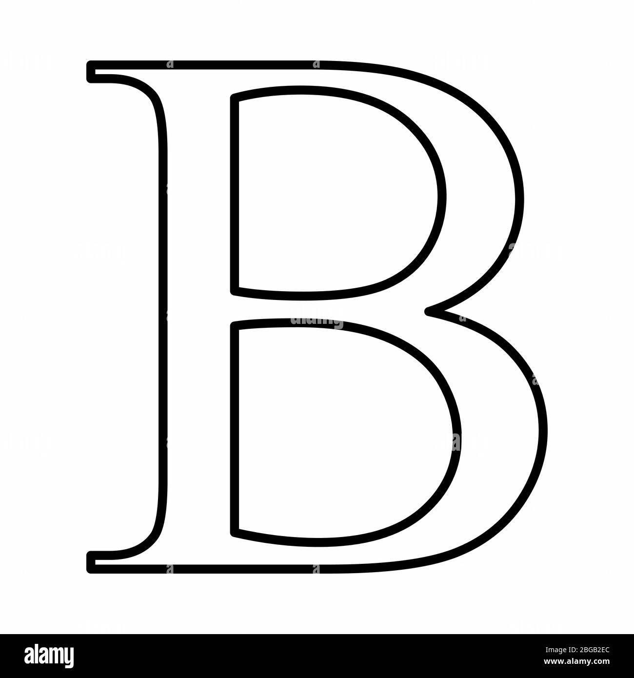 Uppercase Beta greek letter linear icon illustration on white ...