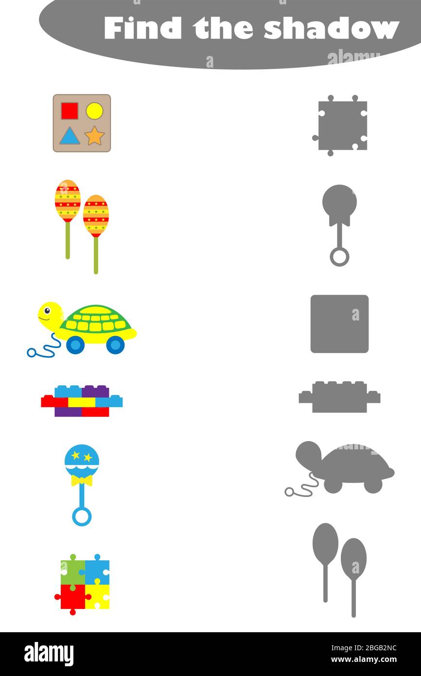 Match shadow puzzle worksheet kids Stock Vector Images - Alamy