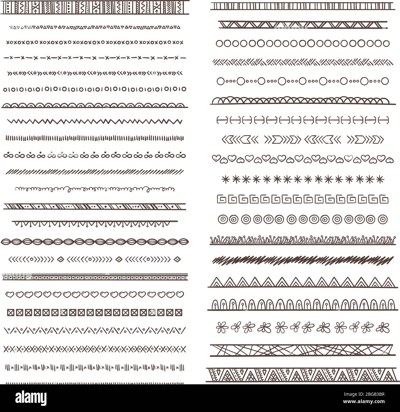 Tribal borders illustrations in boho style. Vector collection isolate ...