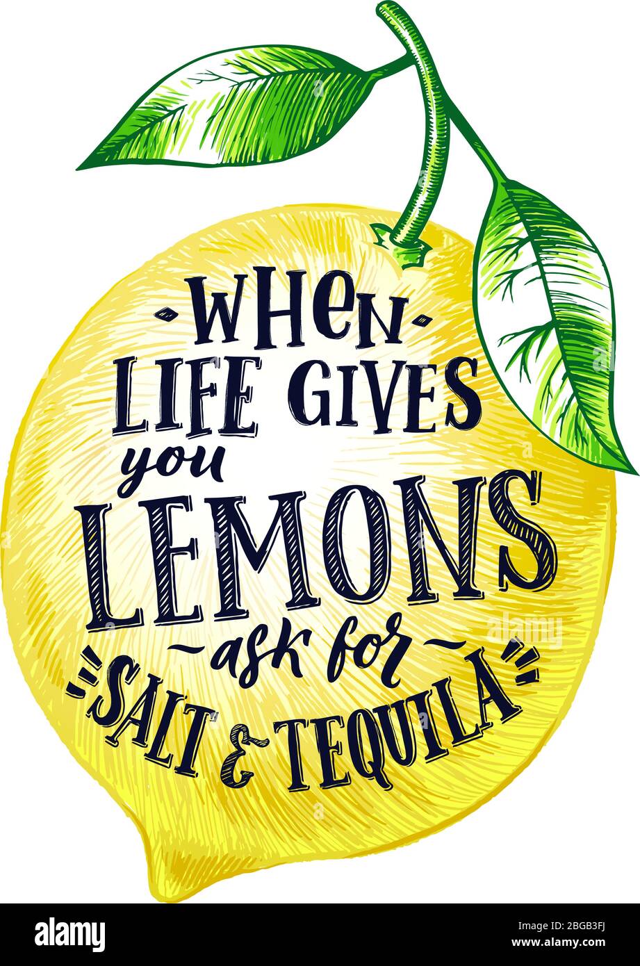 Fresh lemon with hand writing phrase. Fruits vector illustration ...
