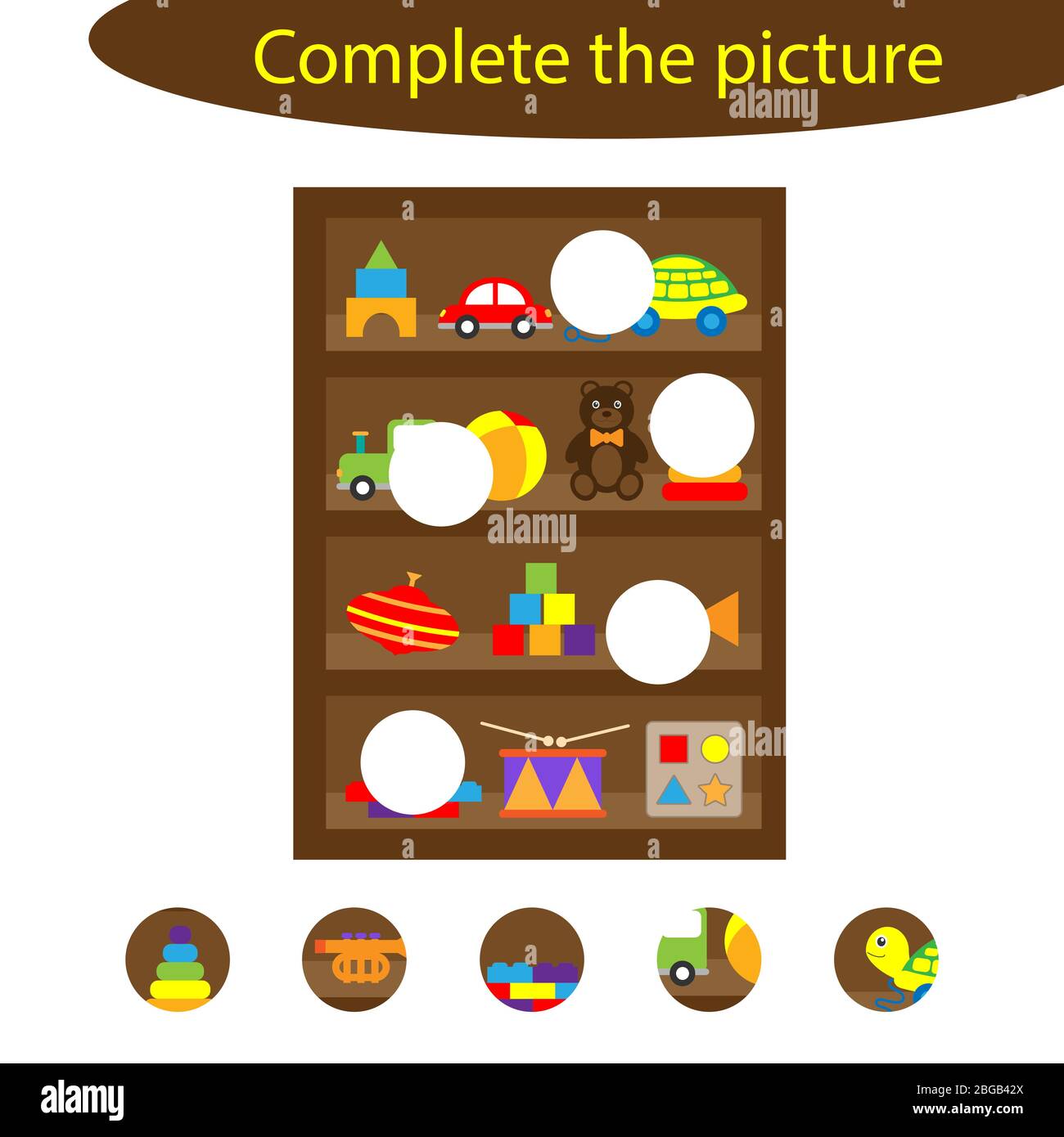 Complete the puzzle and find the missing parts of the picture, toys fun ...