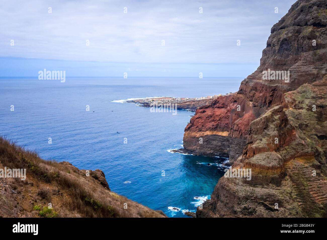 Ponta do Sol village aerial view, Santo Antao island, Cape Verde ...